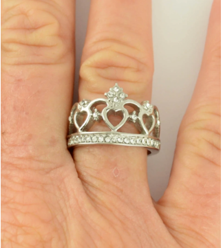 Crown Bling Ring Ladies Tiara Ring Stainless Steel SR114 – Stainless ...