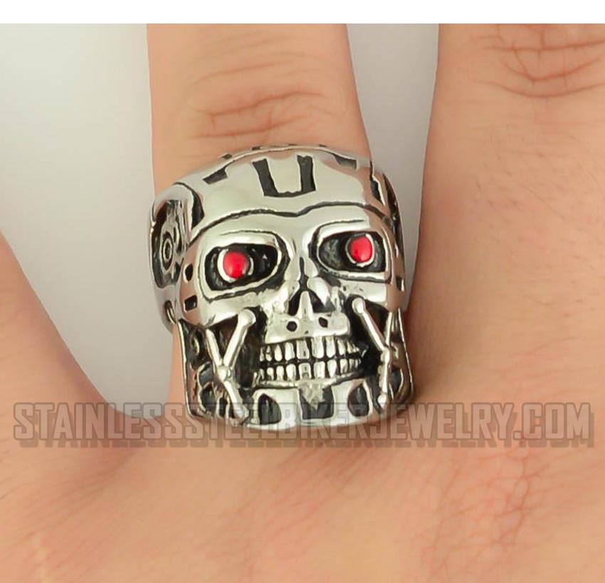 Men's Terminator Skull Ring Stainless Steel – Stainless Steel Biker ...