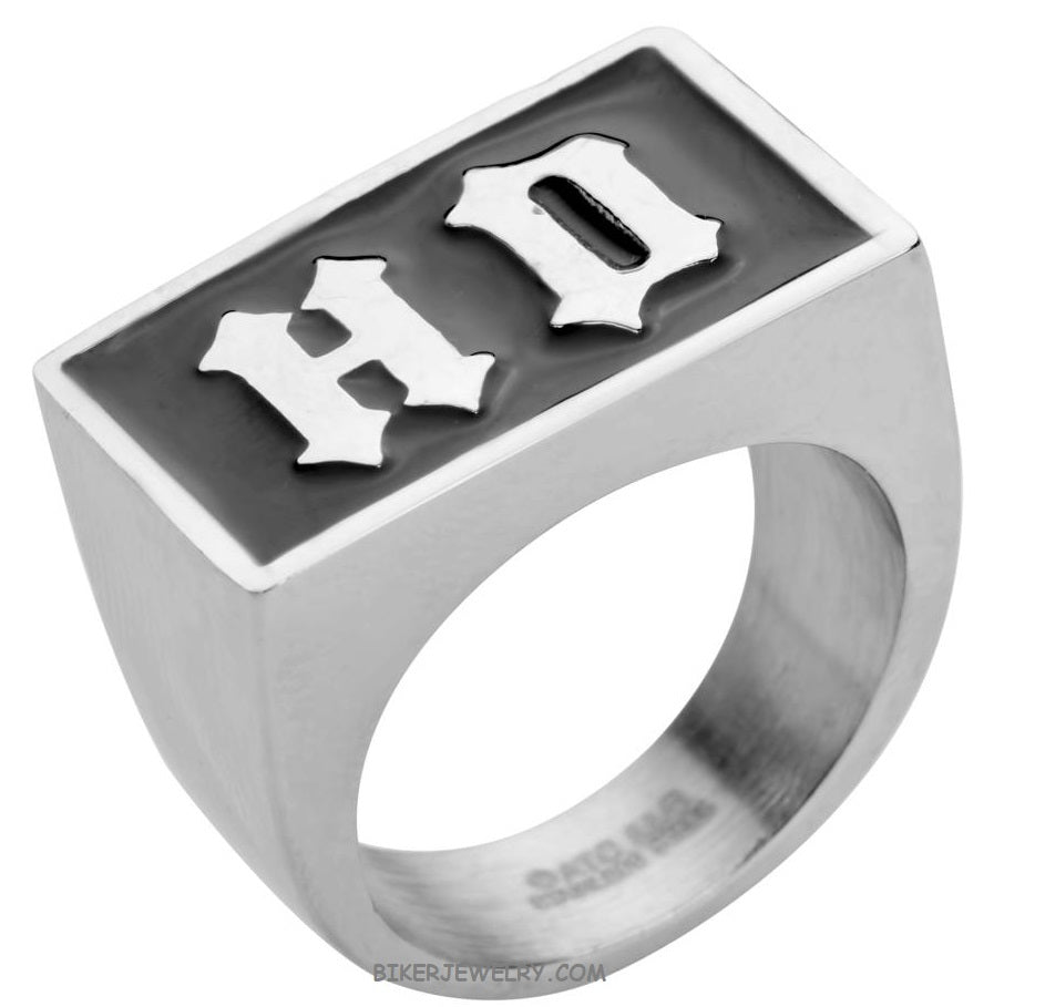 "HD" Signet Ring Biker Stainless Steel Heavy Metal Jewelry SR95 ...